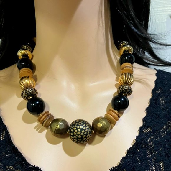 Source Unknown | Jewelry | Vintage 99s Necklace Bold Blend Of Brass ...